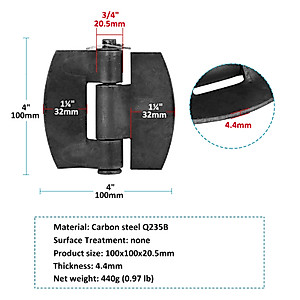 MOUNTAIN_ARK 4 Pack Heavy Duty Weldable Hinges, Weld on Butt Hinge for Trailer Gate, 4" x 4", Steel