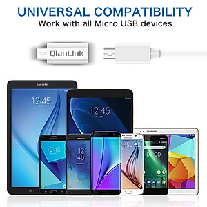 Mini USB to Micro USB Adapter, (2-Pack) Mini USB Female to Micro USB Male Convert Connector Charge & Data Sync Compatible with Samsung Galaxy S6 S7 Edge, LG Nexus 5 4 and Micro USB Devices(White)