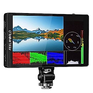 FEELWORLD F7 PRO 7 Inch Touch Screen DSLR Camera Field Monitor with 3D Lut HDR Waveform F970 External Power Install Kit 1920x1200 4K 60Hz HDMI Input Output 8.4V DC Output 5V Type-c Input Mini Hot Shoe
