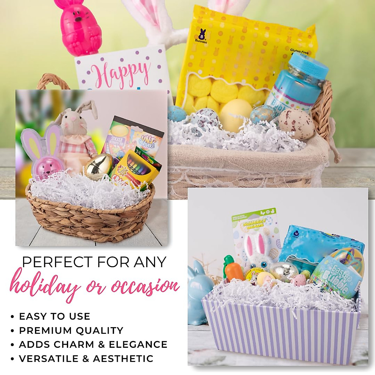 MagicWater Supply Crinkle Cut Paper Shred Filler (1 LB) for Gift Wrapping & Basket Filling - White