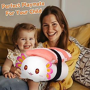 CozyWorld 20‘’ Axolotl Plush Pillow Cute Axolotl Stuffed Animal Kawaii Soft Sushi Plush Pillow Toy Food Huge Squishy Plushie Home Room Decoration Birthday Gift for Kids Girls Boys