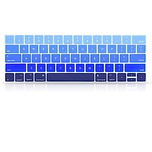 ProElife Blue Gradient Keyboard Cover Ultra Thin Keyboard Protector Skin for MacBook Pro with Touch Bar 13-inch 15-inch (Model A2159, A1989, A1990, A1706, A1707) (2019 2018 2017 2016) (Ombre Blue)