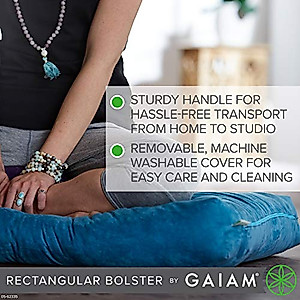 Gaiam Yoga Bolster Rectangular Meditation Pillow, Teal, 25 x 12 x 5