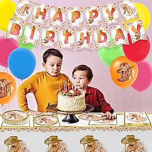 Lousuip 80pcs Horse Party Supplies Horse Paper Plates and Napkins Party Tableware for Wild Cowgirl Themed Birthday Babyshower Party Decorations