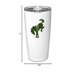 iPick Image for Ford Bronco in Green Color 20 oz Dual-Wall Insulated Stainless Steel White Travel Tumbler