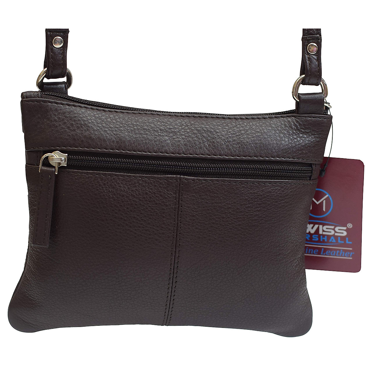 Swiss Marshall Womens Genuine Leather Small Crossbody Shoulder Designer Bag and Ladies Purse (Brown)
