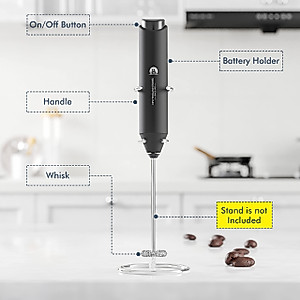 Electric Milk Frother Handheld, Battery Operated Whisk Beater Foam Maker for Coffee, Cappuccino, Latte, Matcha, Hot Chocolate, Mini Drink Mixer