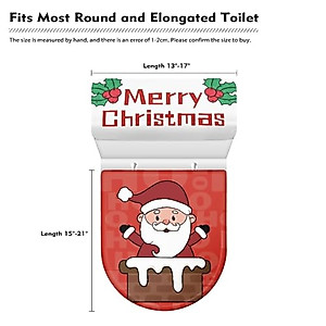 Yewattles Xmas Toilet Decor Toilet Tank Lid Cover Set of 2 Pieces Christmas Santa Claus Toilet Seat Cushion Protector Foldable Toilet Lid Cover for Home Hotel Office Travel