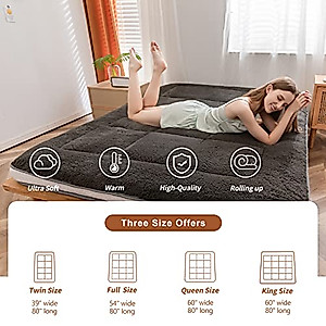 MAXYOYO Japanese Queen Size Futon Mattress, Upgraded Ultra Soft Fluffy Trifold Mattress, Dark Grey