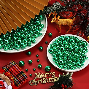 150 Pieces Vase Filler Faux Pearls Vase Makeup Beads No Hole Gloss Pearl Beads Mixed Sizes Round Pearls for Vase Home Party Wedding Decor, 8/14/20 mm (Green)