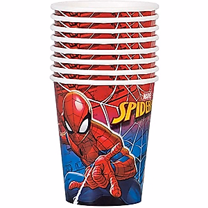 FAKKOS Design Spider Man Plates Napkins Cups for 16 Guests Birthday Party Supplies 48 pieces