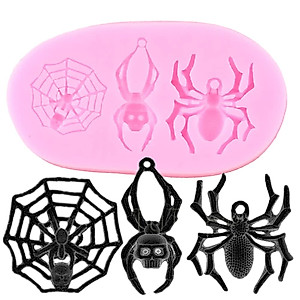 Halloween Spider Web Silicone Mold for DIY Crystal Candy Chocolate Pudding Ice Cube Soap Mould Handmade Ice Cream Fondant Mold Gum Paste Cupcake Cake Topper Decoration Jelly Shots Desserts