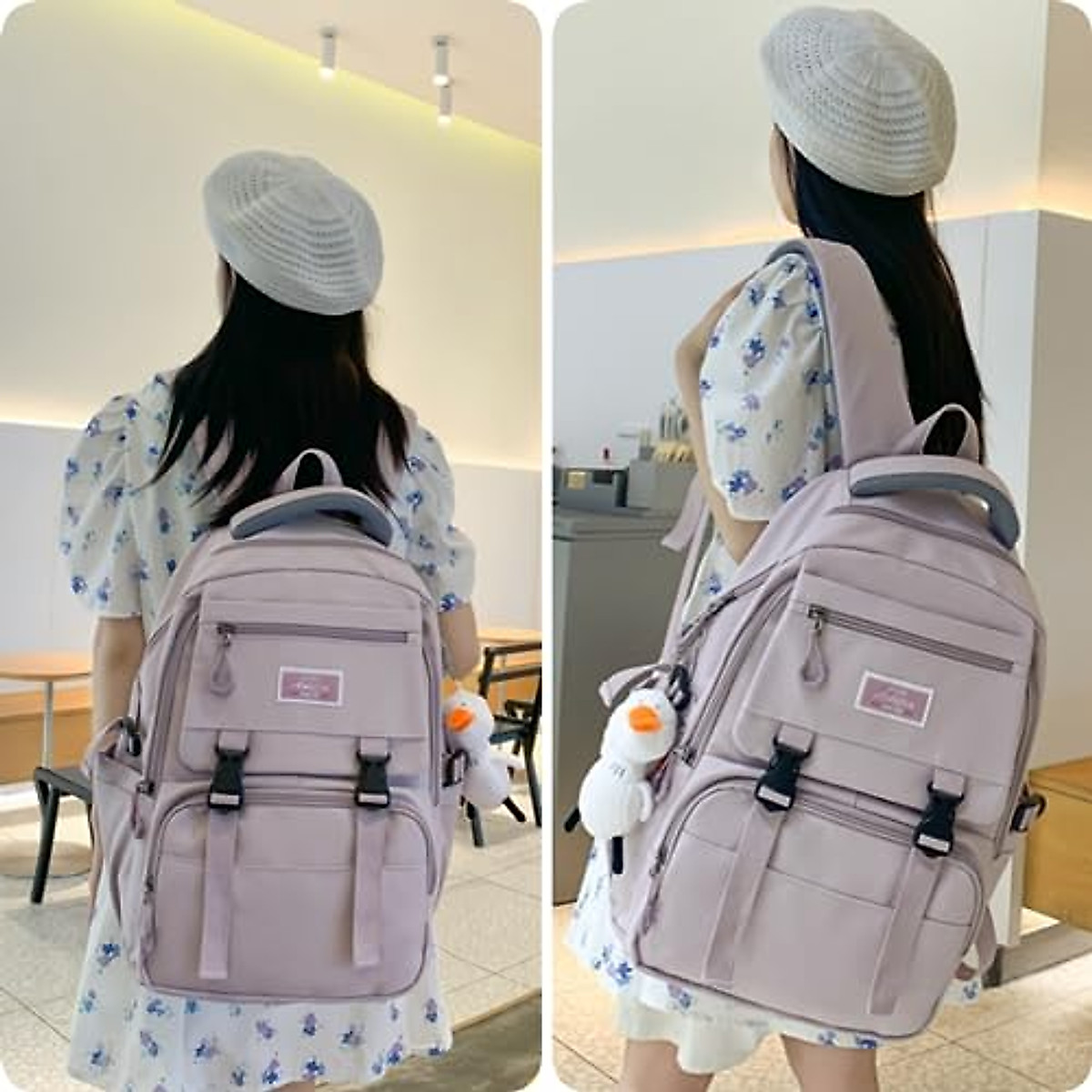 Leaper Water-resistant Laptop Backpacks Lightweight Bag for Women Book bag Casual Daypack Pink