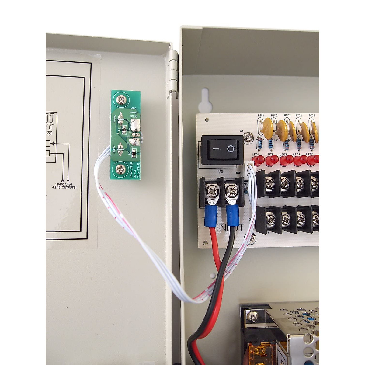 Evertech 16 Channel 12 Volt DC Output CCTV Distributed Power Supply Box for Security Camera with 18 Pcs. DC Male Pigtail
