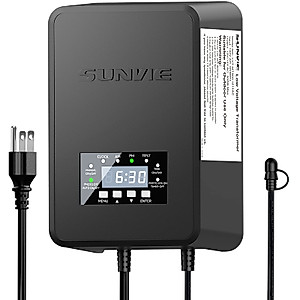 SUNVIE 300W Low Voltage Transformer with Timer and Photocell Sensor Landscape Lighting Transformer Waterproof 120V to 12V/14V AC Outdoor Low Voltage Transformers for Landscape Pathway Lights Spotlight