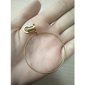 PEAKLINK Gold 2G Surgical Steel Ear Plugs Large Hoop Pendant Ear Tunnels Dangle Gauges Stretcher Piercing