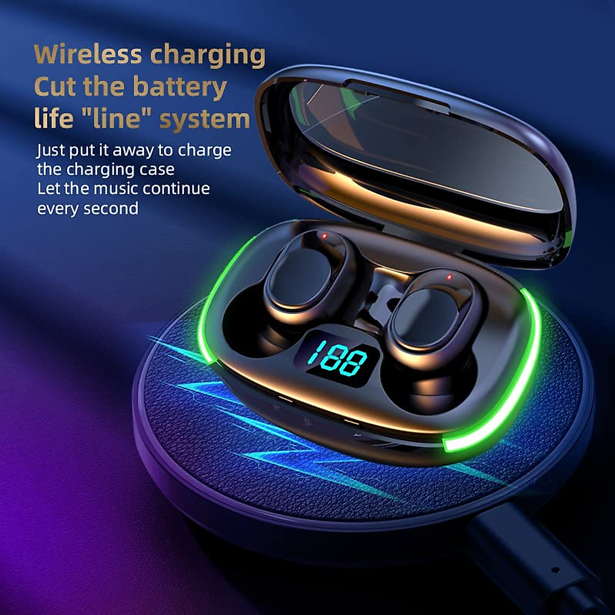 Wireless Earbuds Bluetooth Headphones with Wireless Charging Case IPX4 Waterproof Stereo Earphones in-Ear for SPOR (Y70)