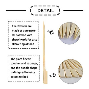 Bamboo Paddle Picks 200 PCS 10Inch Bamboo Kabob Skewers Wooden Skewer Sticks Grill Skewers BBQ Sticks Cocktail Picks for for Drinks Appetizers BBQ Fruit Kabobs Barbeque Snacks