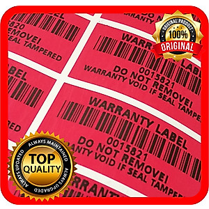 Holomarks 300 pcs Red Tamper Evident Warranty Labels Security Stickers Low Residue 1.57 x .787 inch