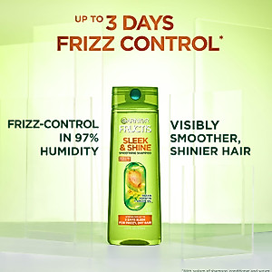 Garnier Fructis Sleek & Shine Full + Travel Size Shampoo (12.5 & 3 Fl Oz) + Conditioner (12 & 3 Fl Oz) Set for Frizzy, Dry Hair, Plant Keratin + Argan Oil (4 Items), 1 Kit (Packaging May Vary)