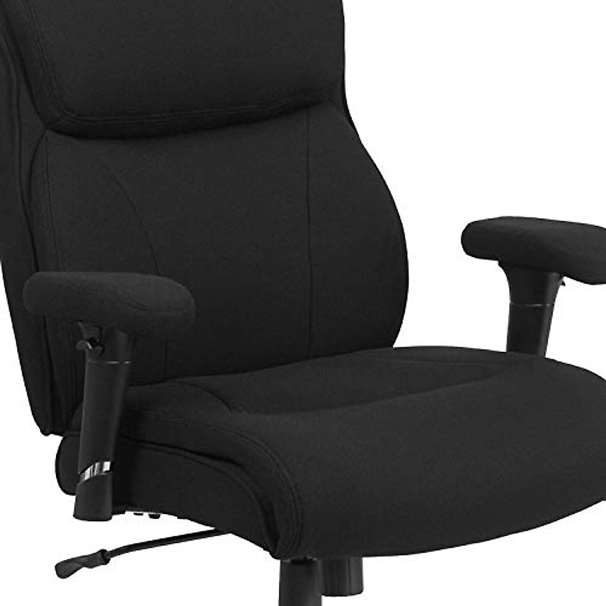 Flash Furniture HERCULES Series Big & Tall 400 lb. Rated Black Fabric Ergonomic Task Office Chair with Line Stitching and Adjustable Arms
