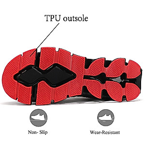 Womens Slip on Walking Running Shoes Blade Tennis Casual Fashion Sneakers Comfort Non Slip Work Sport Athletic Trainer Black/Red