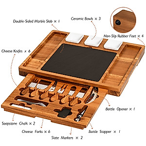ABELL Charcuterie Cheese Board and Knife Set Acacia Charcuttery Platter and Serving Tray for Christmas Housewarming Thanksgiving Wedding Birthday
