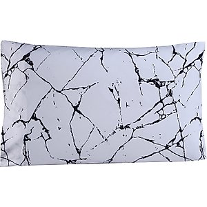 MAG 2- Pack Black and White Marble Pillowcase, Queen Size Black and White Marble Pillowcase, Super Soft Microfiber