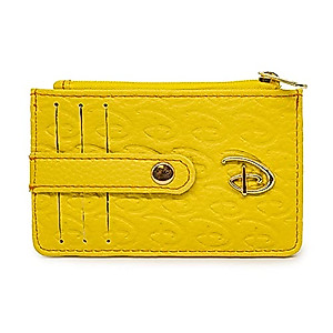 Buckle-Down Disney Wallet, Wallet ID/Card Holder, Disney Signature D Debossed PU with Gold Metal D Icon, Yellow, Vegan Leather
