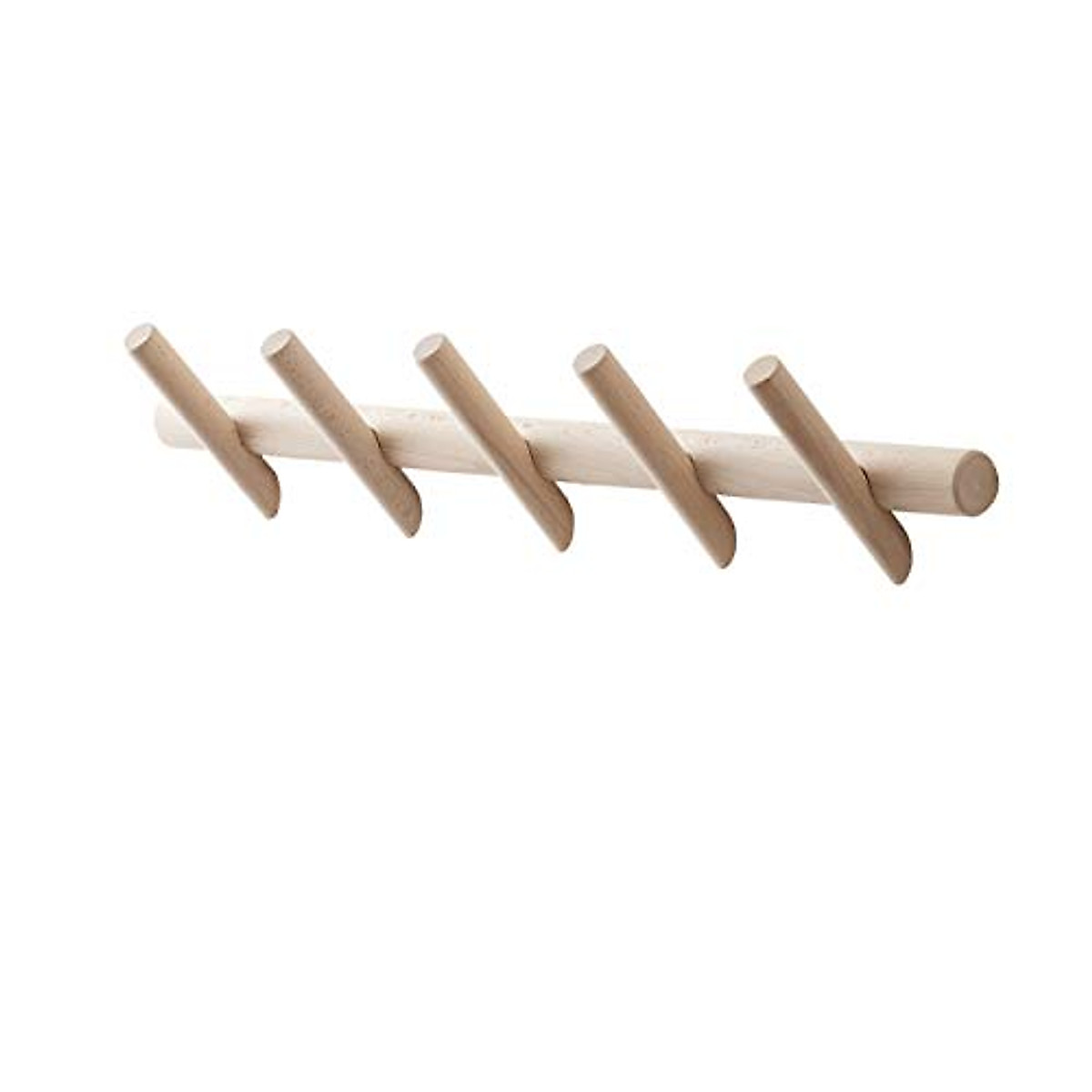 HOMEAMY Wood Coat Rack Modern Wall Mounted Hat and Towel Hanger Wooden Hooks Robe Racks with Pegs for Bedroom Bathroom and Entryway Durable, Easy Assembly, Classic Design (5 Hook)