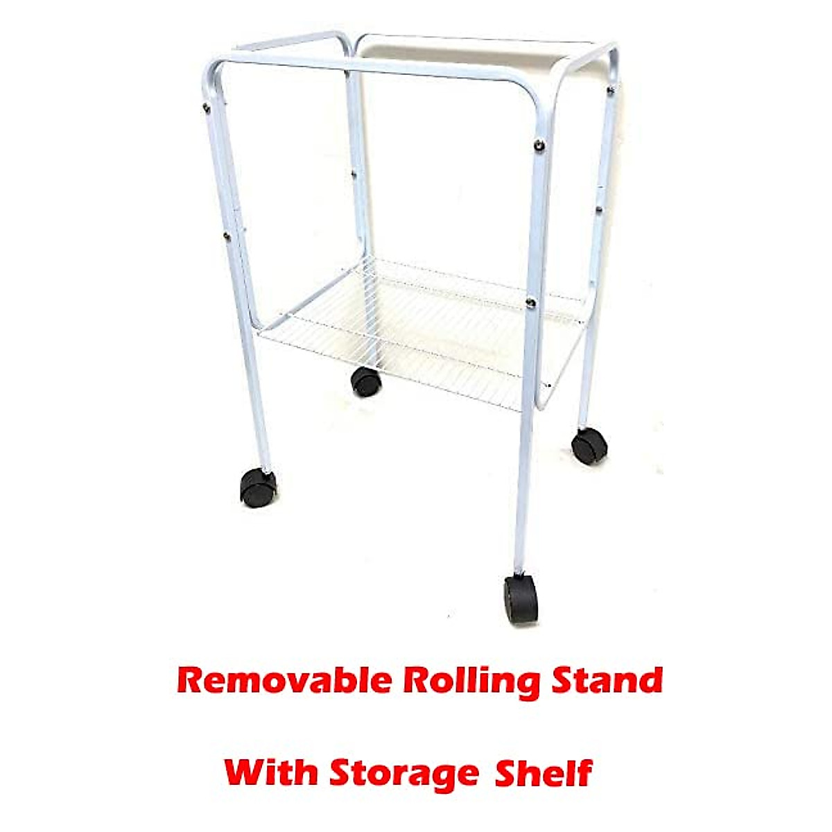 Large Roof Top Canary Parakeet Cockatiel Lovebird Finch Roof Top Bird Cage with Stand -18"x14"x62" *White*