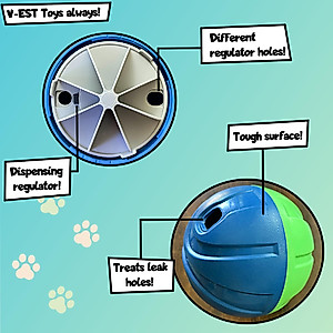 V-EST Dog Toys - Treat dispenser dog toy large - Dog Puzzle Beginner - Tumble feeder dogs - Dog Toys for Aggressive Chewers - Dog enrichment - Brain simulation dog toy food ball - Smart treat dog