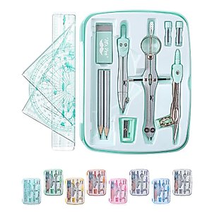 Mr. Pen- Geometry Set, 13 pcs, Compass for Geometry Compass, Geometry Kit Set with Shatterproof Storage Box, Math Compass, Geometry Set for School, Compass Math, Protractor and Compass Set