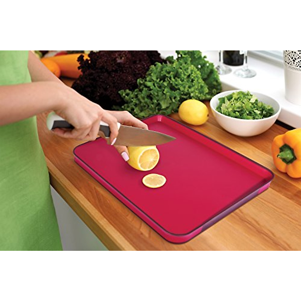 Joseph Joseph Cut & Carve Multi-Function Cutting Board, Large, Red