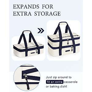 Insulated Casserole Carrier for Hot or Cold Food 9x13 - Insulated Food Container Bag Warmer with Heat-Resistant Mat for Potluck Parties Picnic Cookouts Fits 9" x 13" Casserole or Baking Dish