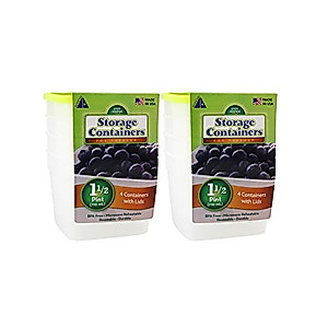 Arrow Plastic Stor-Keeper Freezer Storage Containers - 1.5 Pint Set Of 8 Containers