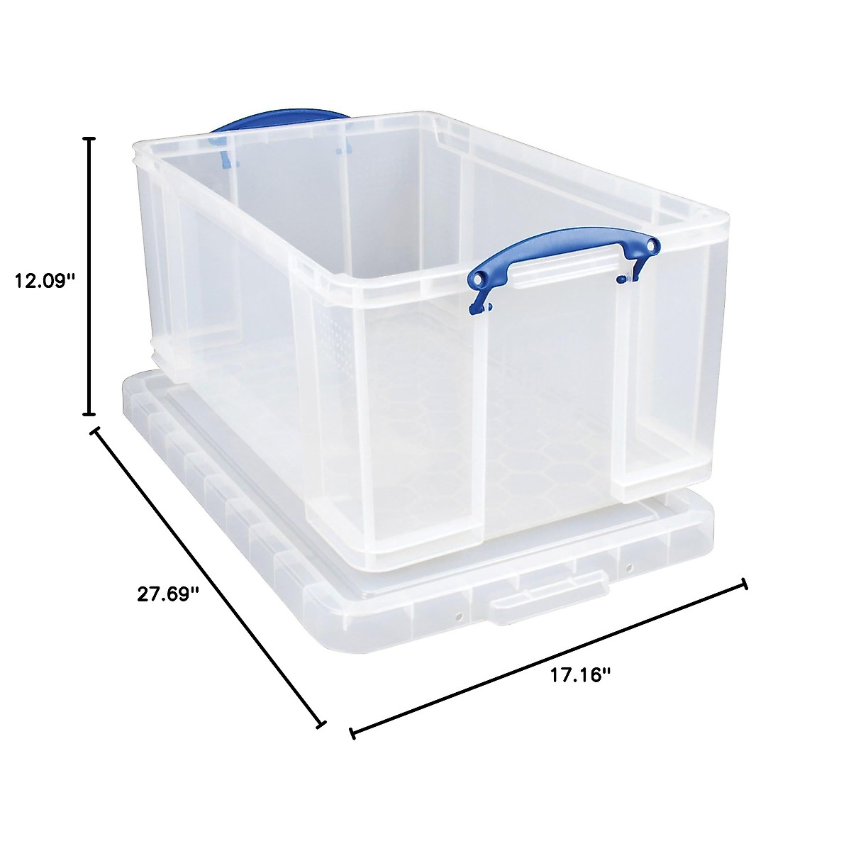 Really Useful Boxes(R) Plastic Storage Box, 64 Liters, 12 1/4in.H x 17 5/16in.W x 28in.D, Clear, 64C