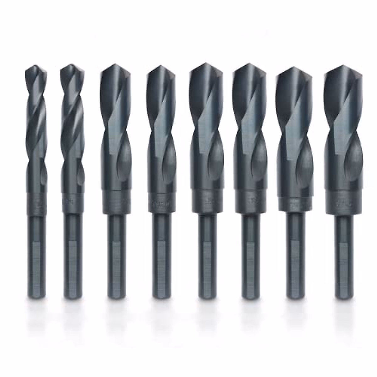 HILTEX 10005 Jumbo Silver & Deming Drill Bit Set, 8 Piece, 1/2" Inch Shank Industrial Large Drill Bit Set 9/16” Drill Bit to 1" Drill Bit, Metal Drill Bits for Steel, Reduced Shank Drill Press Bits