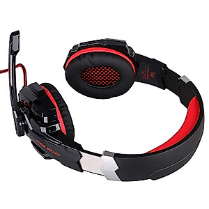 REDFIRE Stereo Gaming Headset for PS4, PC, Xbox One Controller, Noise Cancelling Over Ear Headphones Mic, LED Light, Bass Surround, Soft Memory Earmuffs for Laptop Mac Nintendo Switch Games -Red