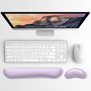 Dapesuom Enlarge Keyboard Wrist Rest Pad,Memory Foam Set Wrist Cushion Support for Easy Typing & Pain Relief,Mouse Wrist Pad,Anti-Slip Wrist Support for Gaming,Computer, Laptop, Office,Vanilla Purple