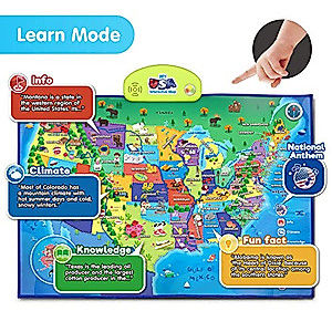 BEST LEARNING i-Poster My USA Interactive Map - Educational Smart Talking US Poster Toy for Kids Boy or Girl Ages 5 to 12 Years | United States Geography Electronic Game Children 5, 6, 7 Gift Present