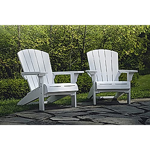 Keter 2 Pack Alpine Adirondack Resin Outdoor Furniture Patio Chairs with Cup Holder-Perfect for Beach, Pool, and Fire Pit Seating, White