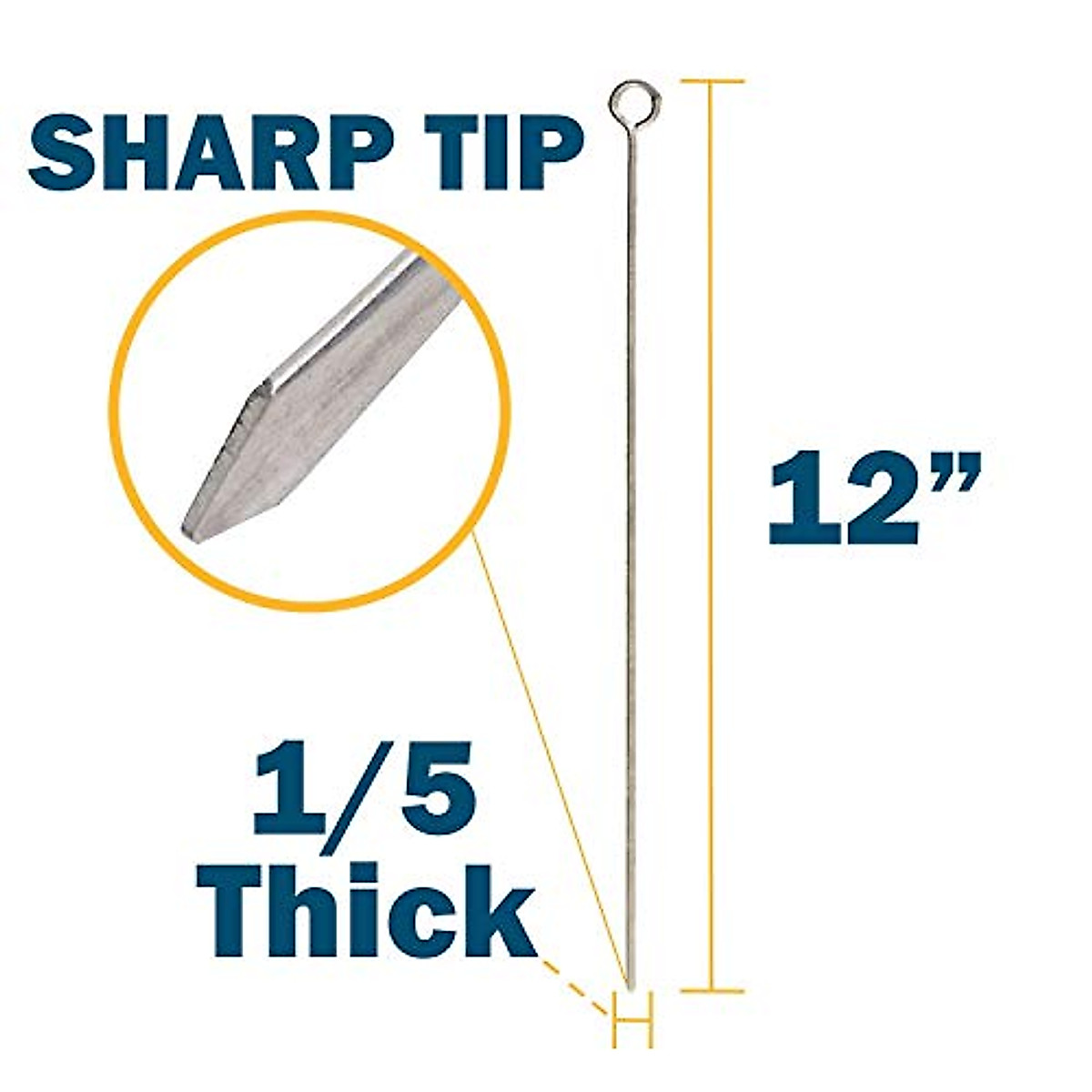 Blue Donuts 24 Pack Kabob Skewers for Grilling 12 Inch - BBQ Grill Grilling Accessories, Stainless Steel