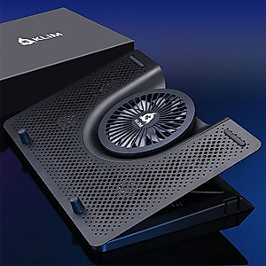 KLIM Nova RGB Laptop Cooling Pad - New - Gaming Laptop Cooler with Phone Holder - Quiet Laptop Stand with Fan - Compatible up to 17"- Ventilador para Laptop - 5-Year Warranty - Mac PS5 PS4 Xbox One