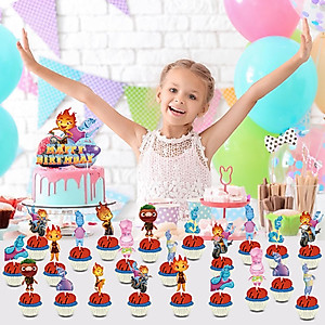 Elemental Birthday Party Supplies, 25pcs Elemental Party Decorations Cake Cupcake Toppers for Kids Girls and Boys Elemental Birthday Party Favors