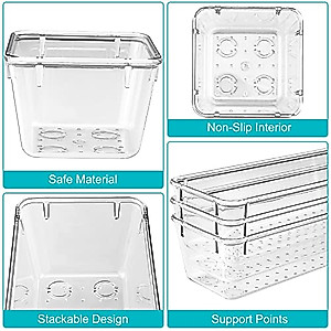 25 Piece - Non-Slip Drawer Organizer Bin Set- Clear bins