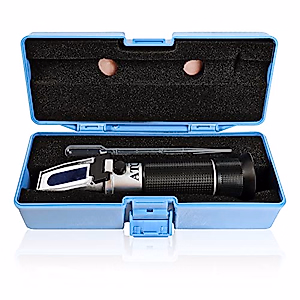 Brix Refractometer with ATC, Dual Scale - Specific Gravity & Brix, Hydrometer in Wine Making and Beer Brewing, Homebrew Kit
