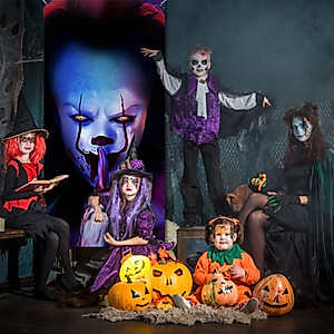 AeapYar Joker Clown Halloween Banner Decoration Door Cover Backdrop Trick or Treat Horror Movie Character Killer Creepy Scary Terror IT Theme Background Decor Birthday Party Photo Props