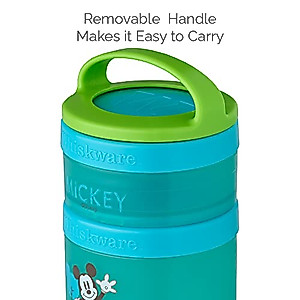 Whiskware Disney Stackable Snack Containers for Kids and Toddlers, 3 Stackable Snack Cups for School and Travel, Mickey and Pluto