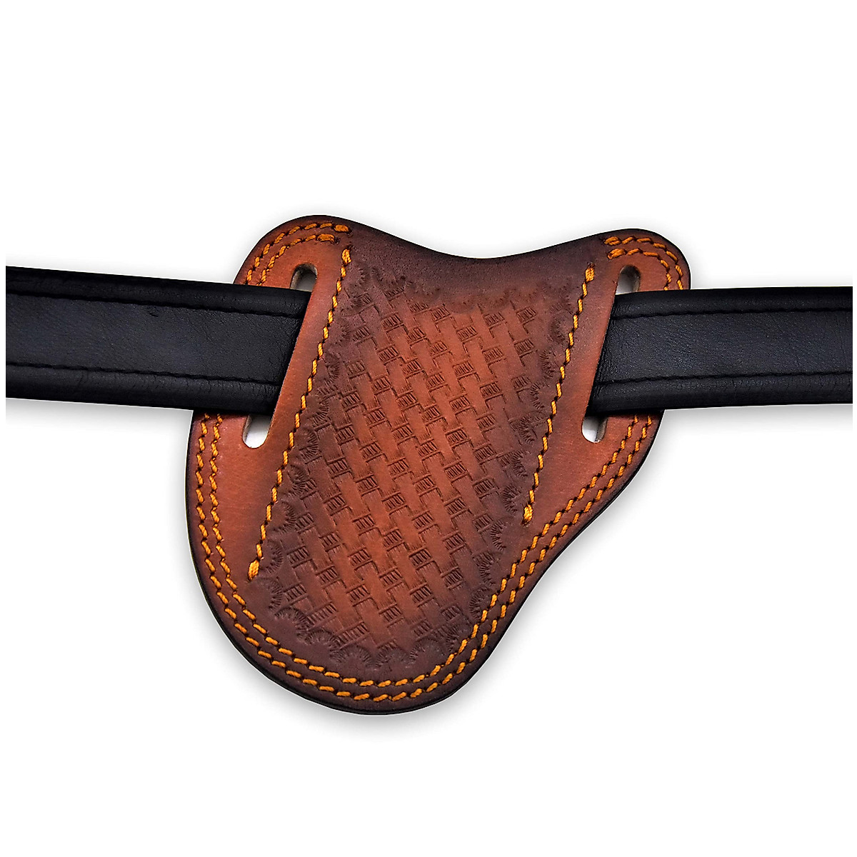 Hercules Knives Custom Leather Sheath Slanted Pancake Tooled Leather Sheath/Trapper Knife Sheath/Hunting Knife Sheath 100% Real Leather Cover/Tan Both Side Carry Design (LSA)